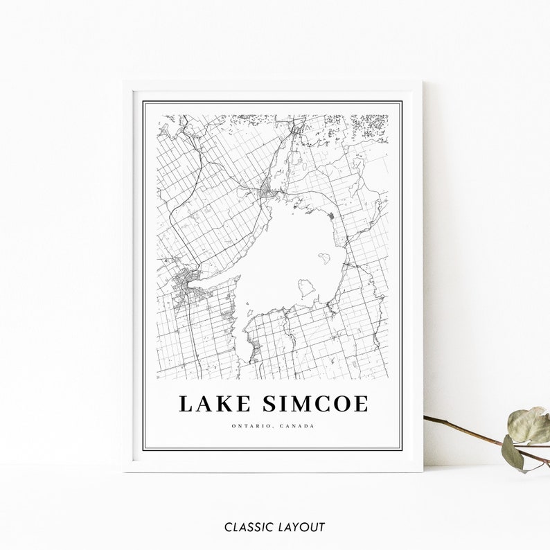 Lake Simcoe Ontario Map Print ON Canada Map Art Poster | Etsy Canada