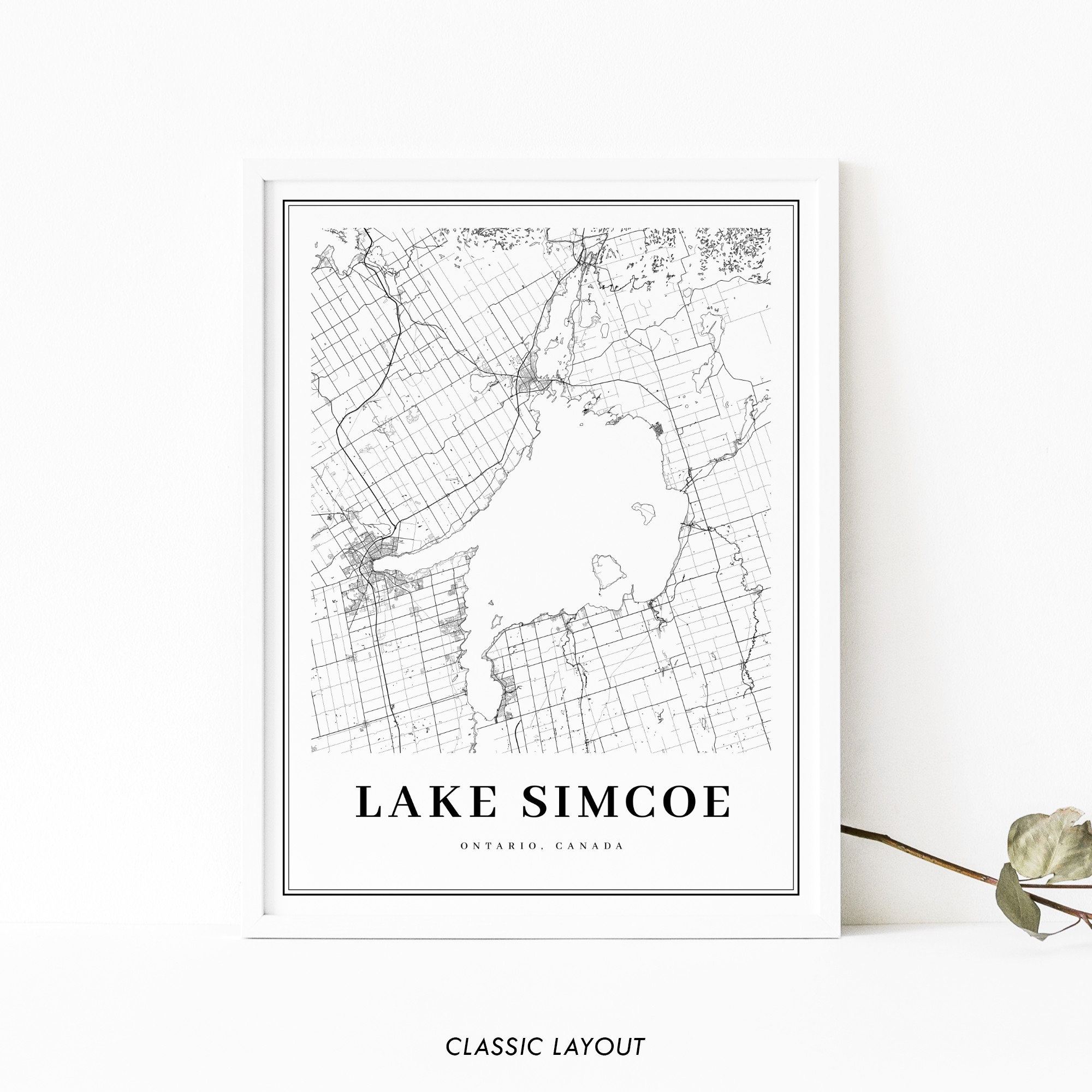 Lake Simcoe Ontario Map Print ON Canada Map Art Poster | Etsy Canada