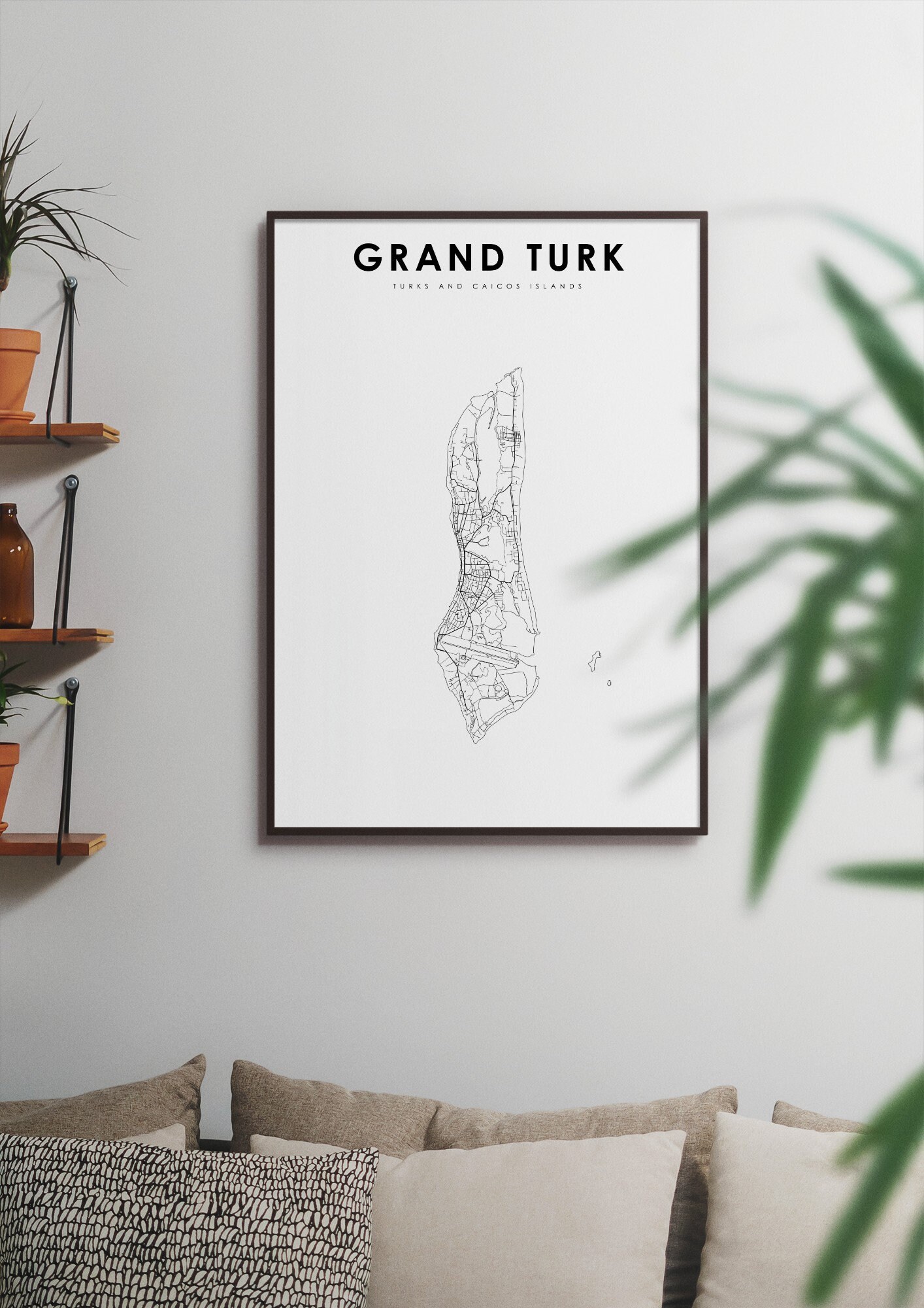 Grand Turk Map Print, Turks and Caicos Islands Map Art Poster, City ...
