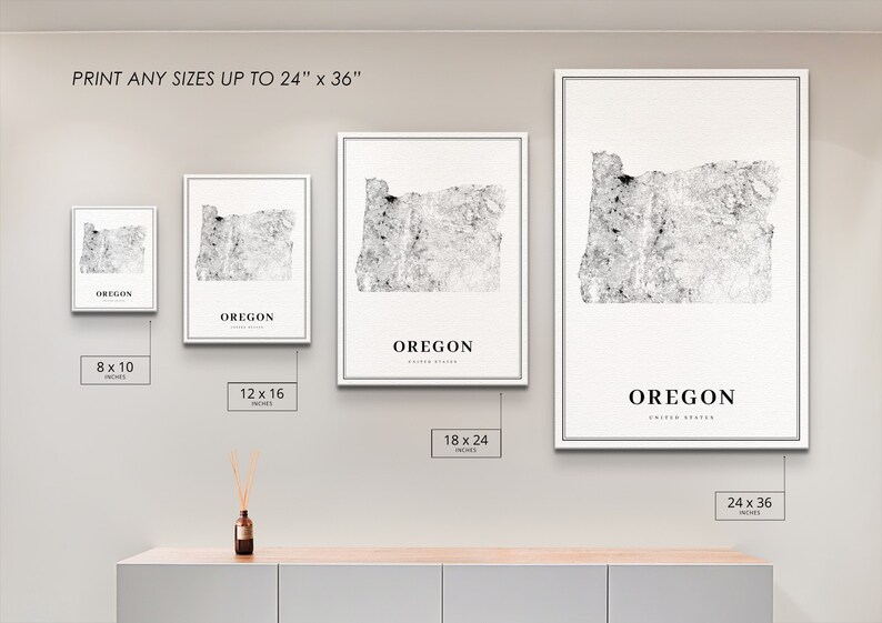 Oregon Map Print, State Road Map Print, OR USA United States Map Art ...
