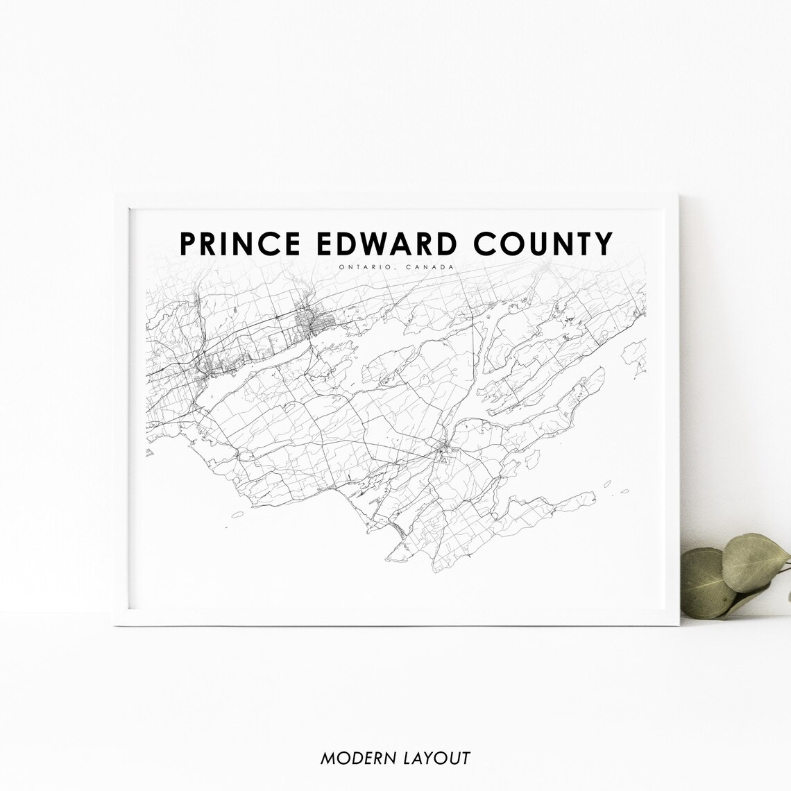 Prince Edward County Ontario Map Print, ON Canada Map Art Poster, City ...