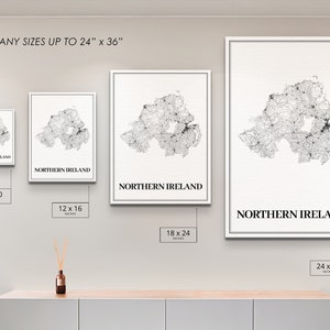 Northern Ireland Map Print, Road Map Art Poster, UK United Kingdom ...