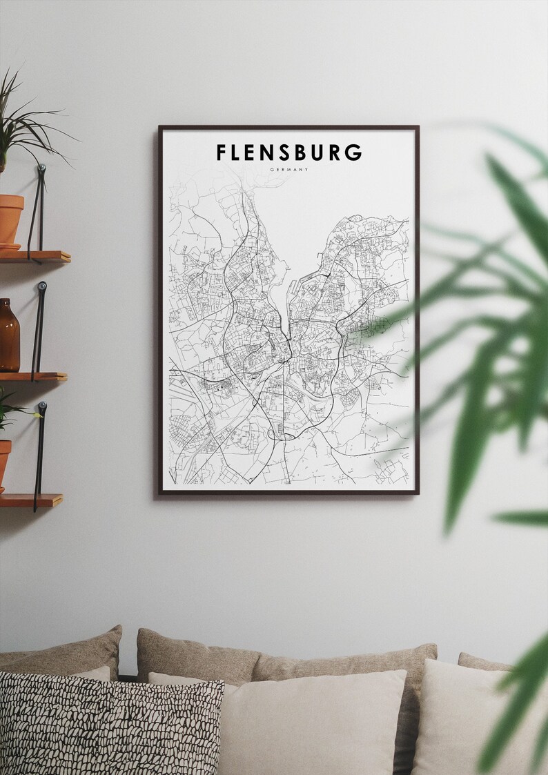 Flensburg Germany Map Print, Map Art Poster, Flensborg Deutschland City ...