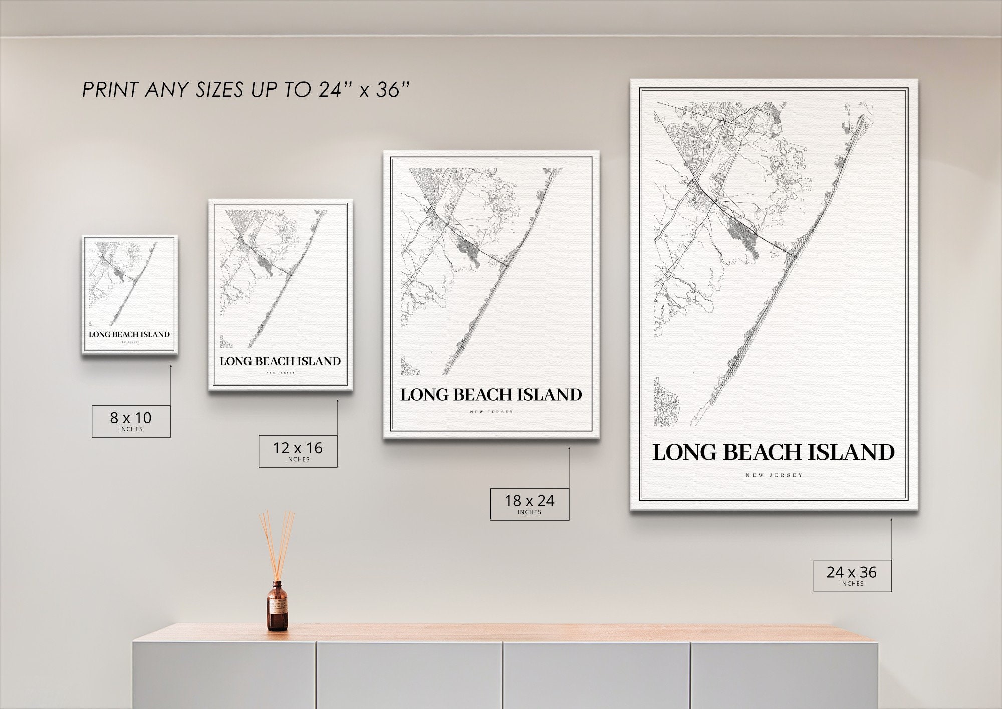 Long Beach Island NJ Map Print LBI New Jersey USA Map Art - Etsy