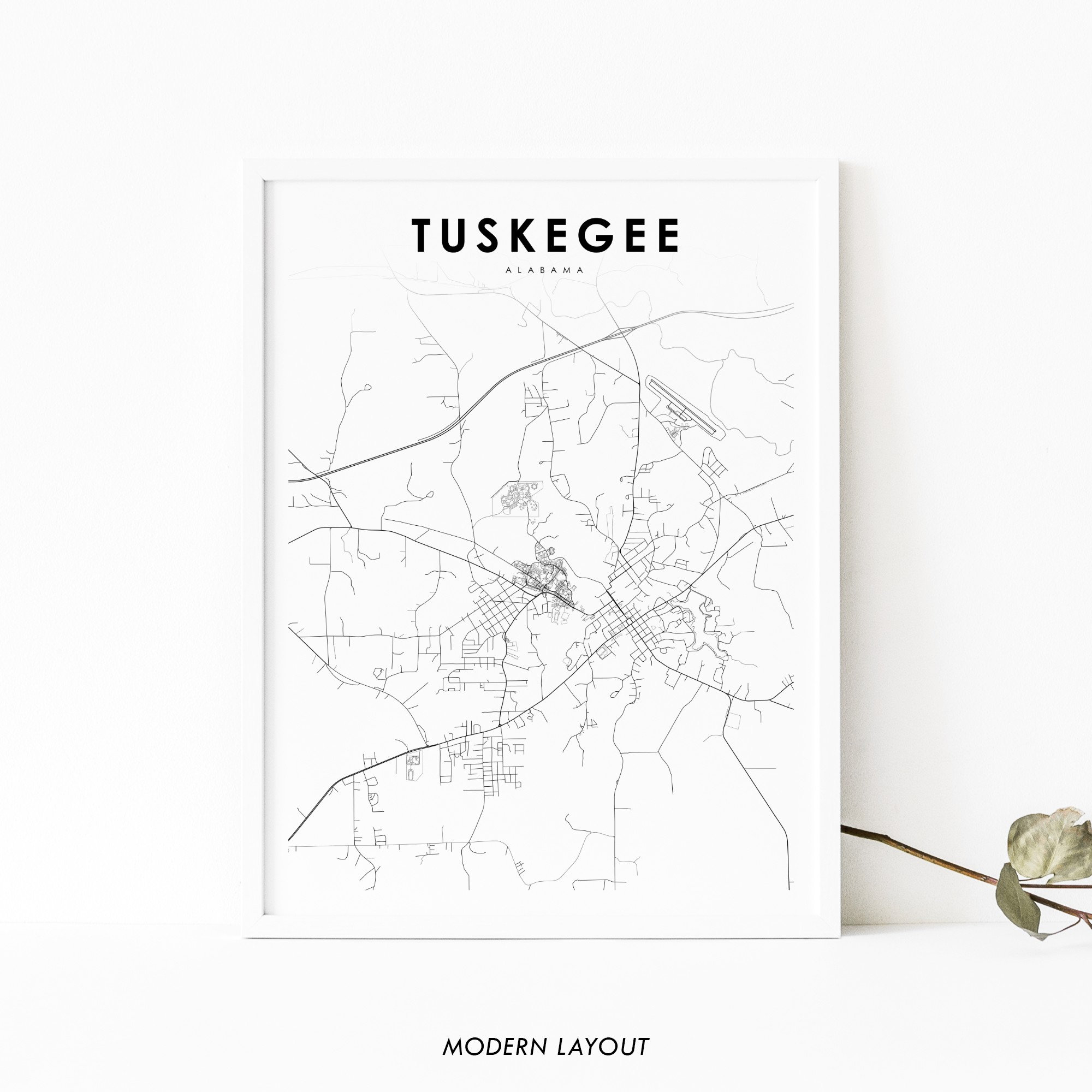 Tuskegee AL Map Print Alabama USA Map Art Poster Macon - Etsy