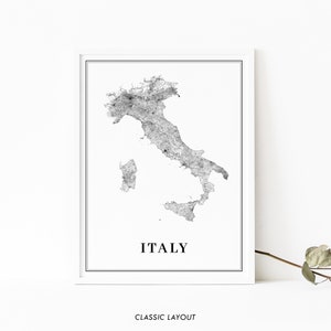 Italy Map Print, Italy Road Map Poster, Italia Italian L'italia ...