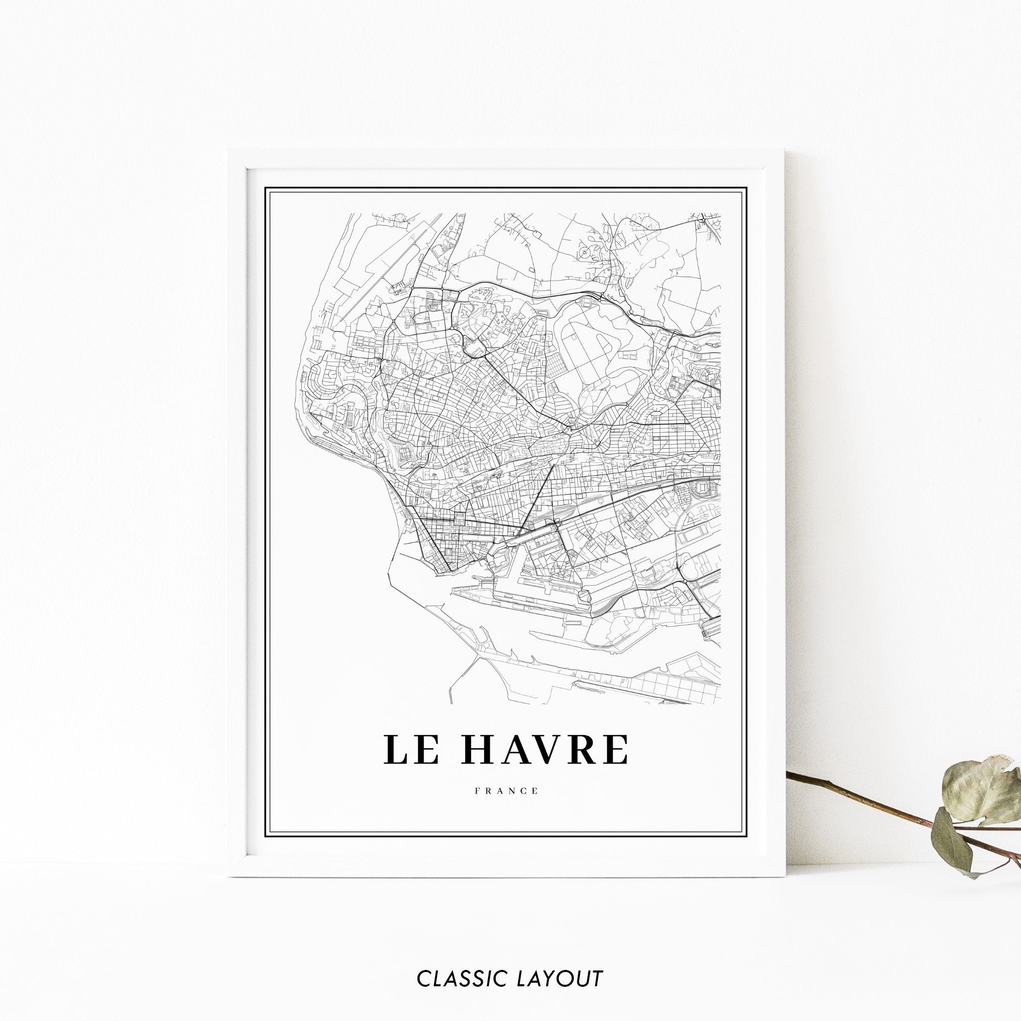 Le Havre France Map Print, Map Art Poster, Lé Hâvre Normandy, City Road ...