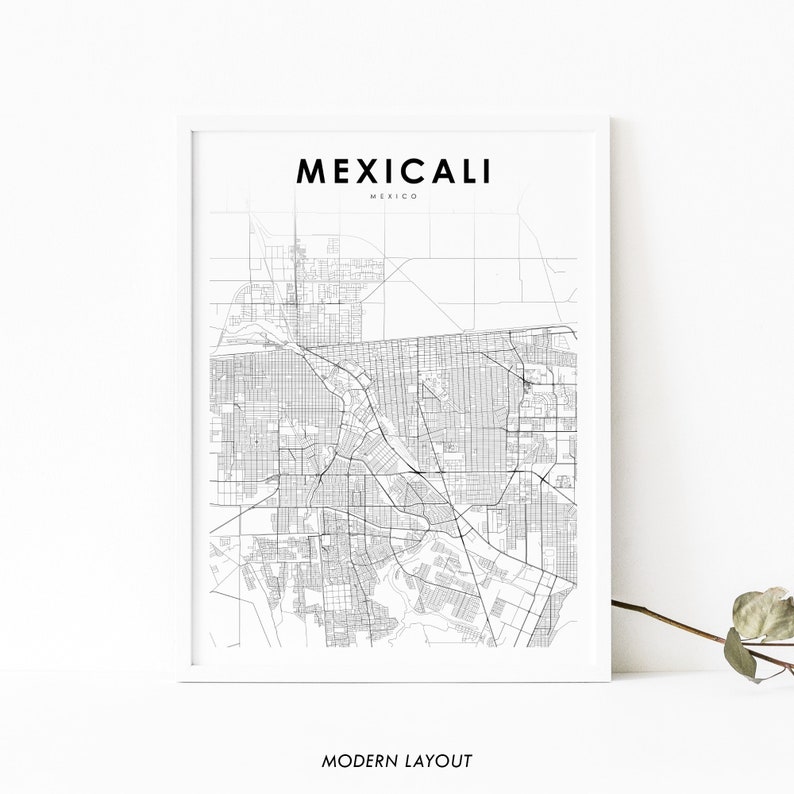 Mexicali Mexico Map Print Baja California México Map Art | Etsy