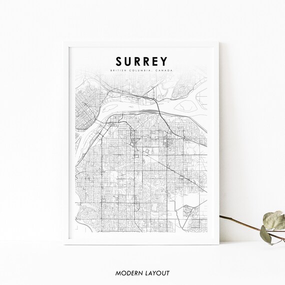 Surrey BC Map Print British Columbia Canada Map Art Poster - Etsy