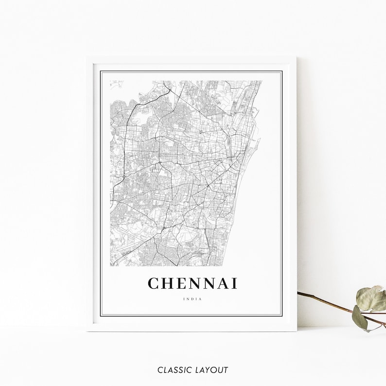 Chennai India Map Print Tamil Nadu Map Art Poster Madras - Etsy