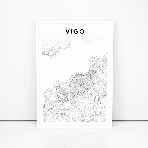 Vigo Spain Map Print Map Art Poster Pontevedra City Street | Etsy