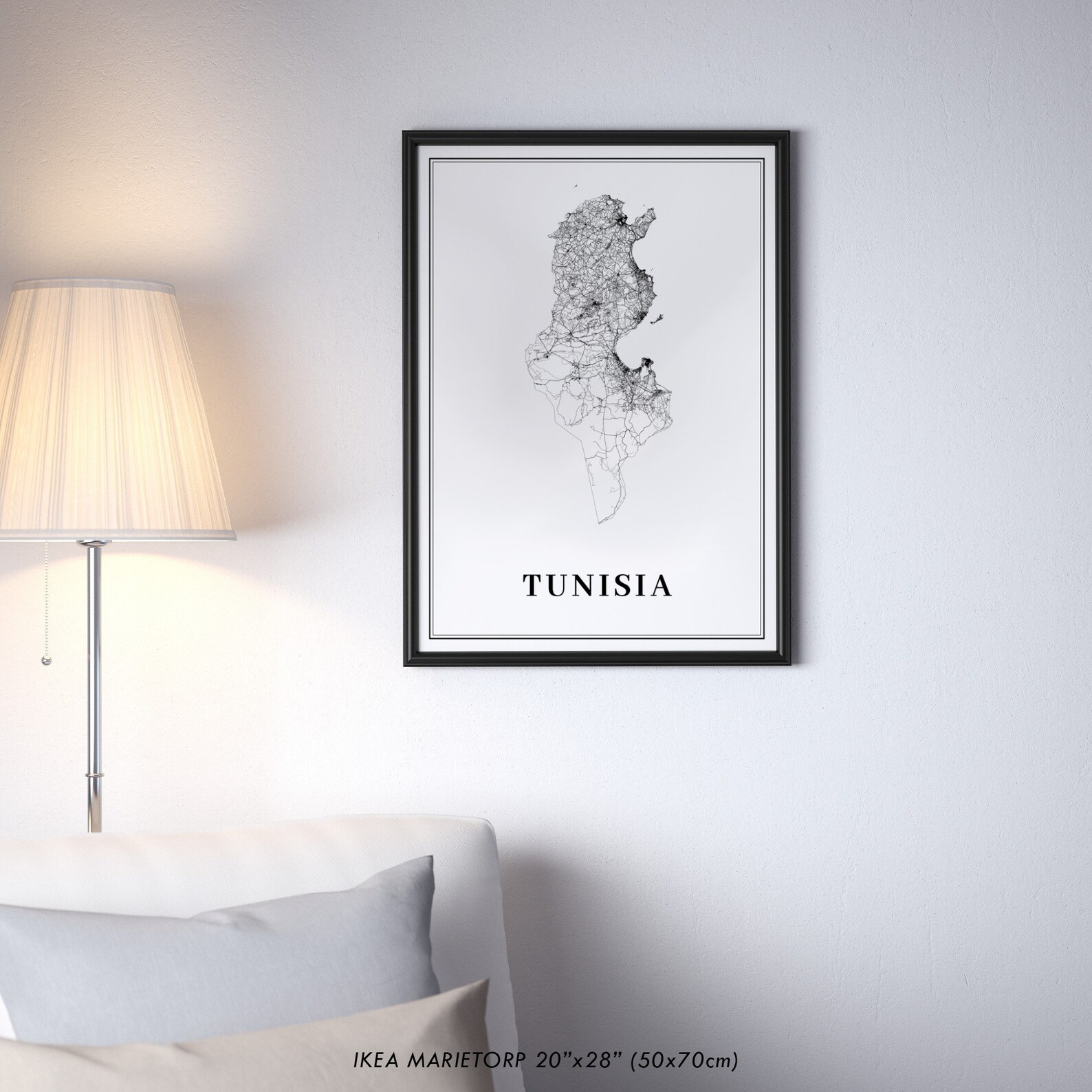 Tunisia Map Print Road Map Art Poster Tūnis Tunisie Tunis | Etsy