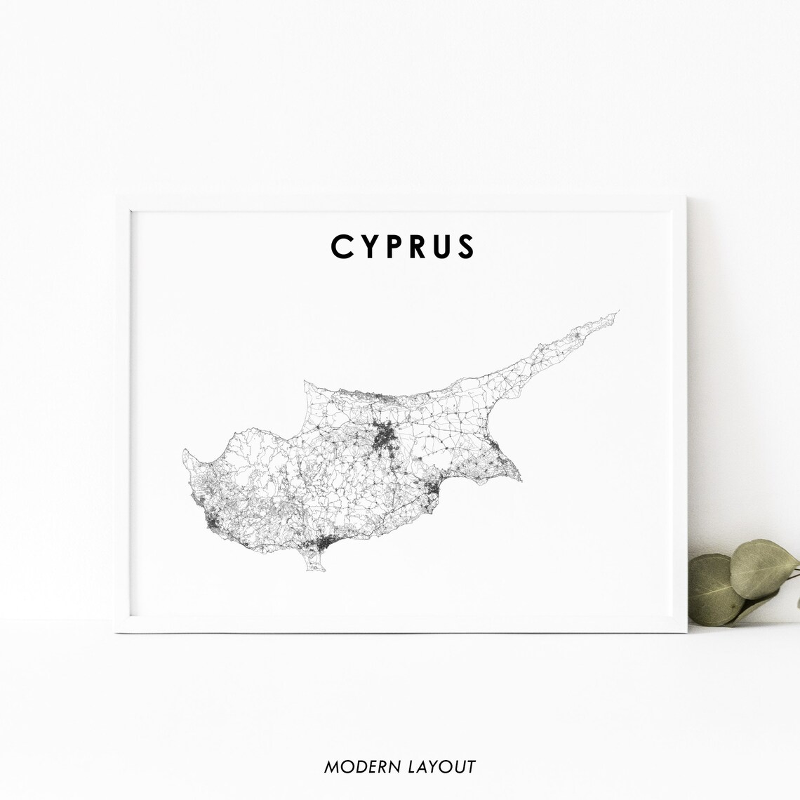 Cyprus Map Print, Map Art Poster, Κυπριακή Kıbrıs Cumhuriyeti Nicosia ...