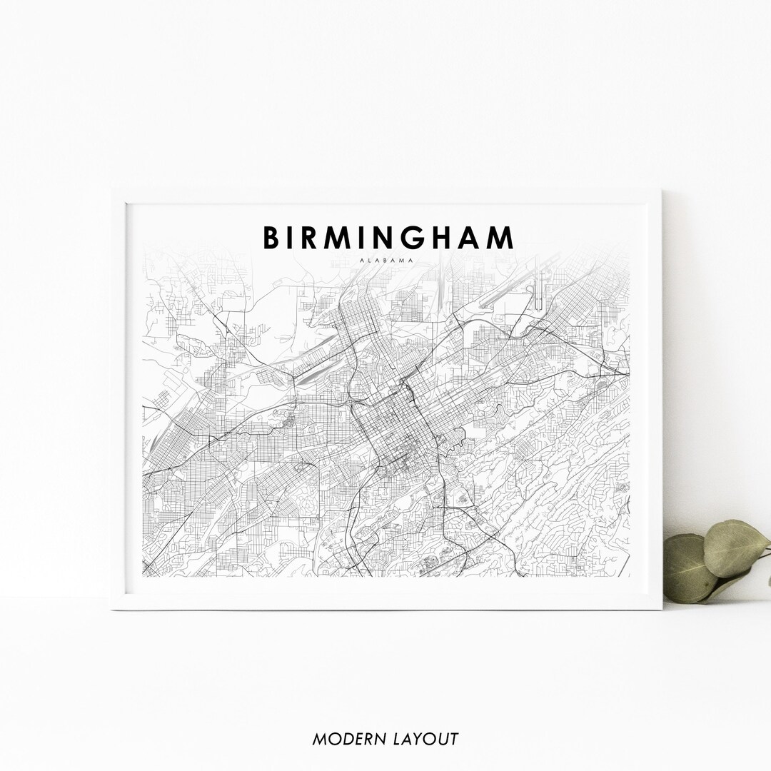 Birmingham AL Map Print, Alabama USA Map Art Poster, United States City ...