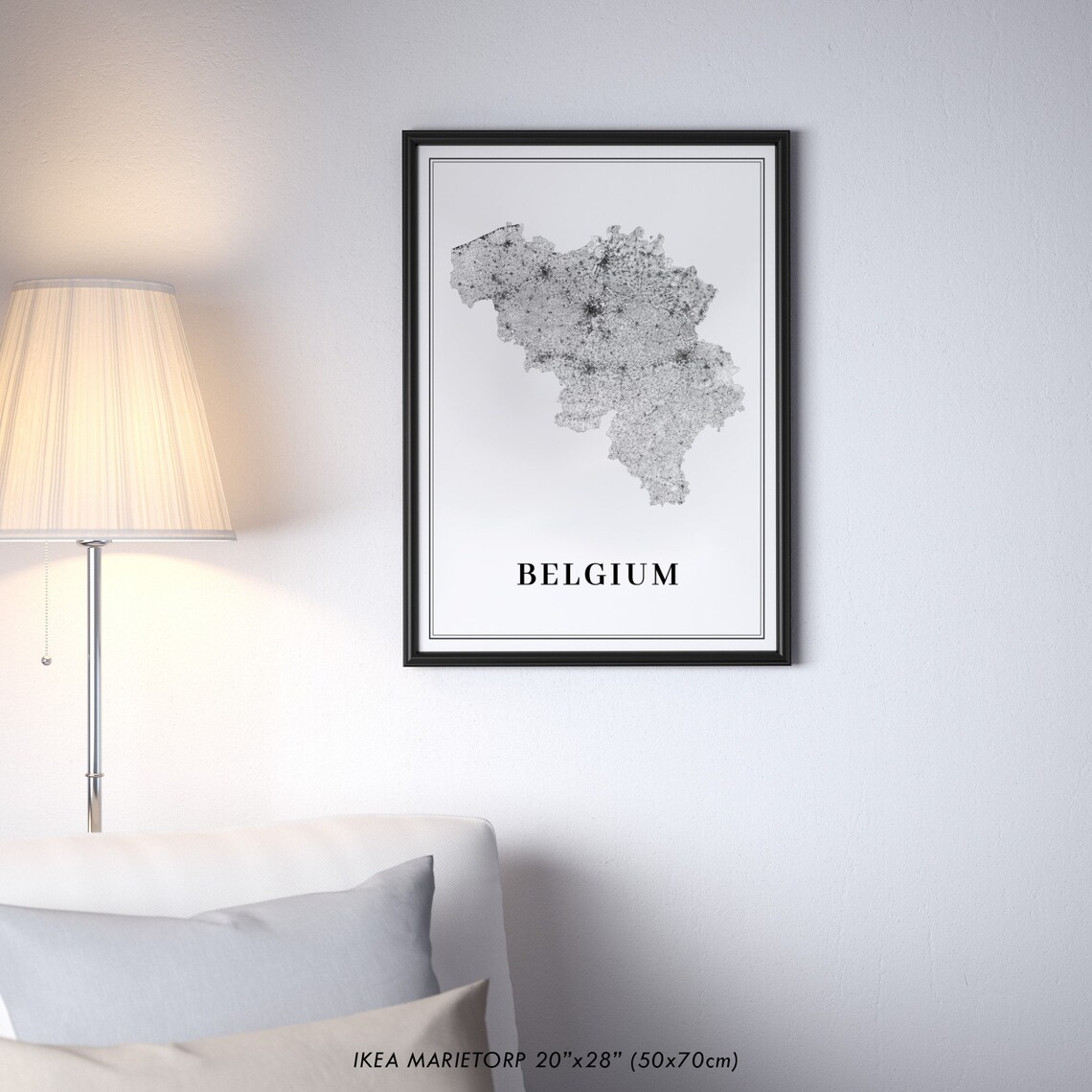 Belgium Map Print Road Map Art Poster Brussels België | Etsy