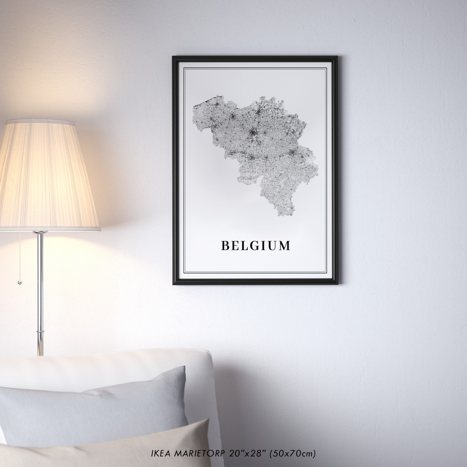 Belgium Map Print Road Map Art Poster Brussels België | Etsy