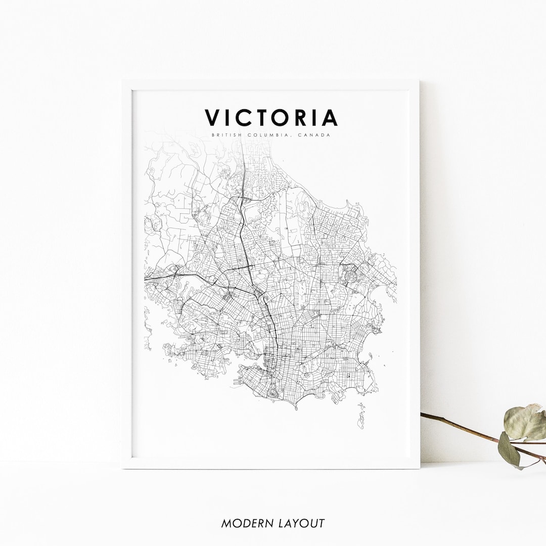 Victoria BC Map Print, British Columbia Canada Map Art Poster, City ...