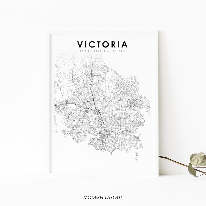 Victoria BC Map Print British Columbia Canada Map Art Poster - Etsy