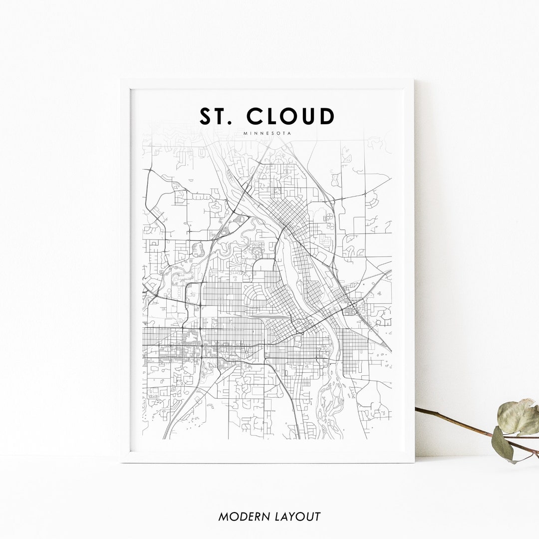St. Cloud MN Map Print, Minnesota USA Map Art Poster, Saint-cloud, City ...