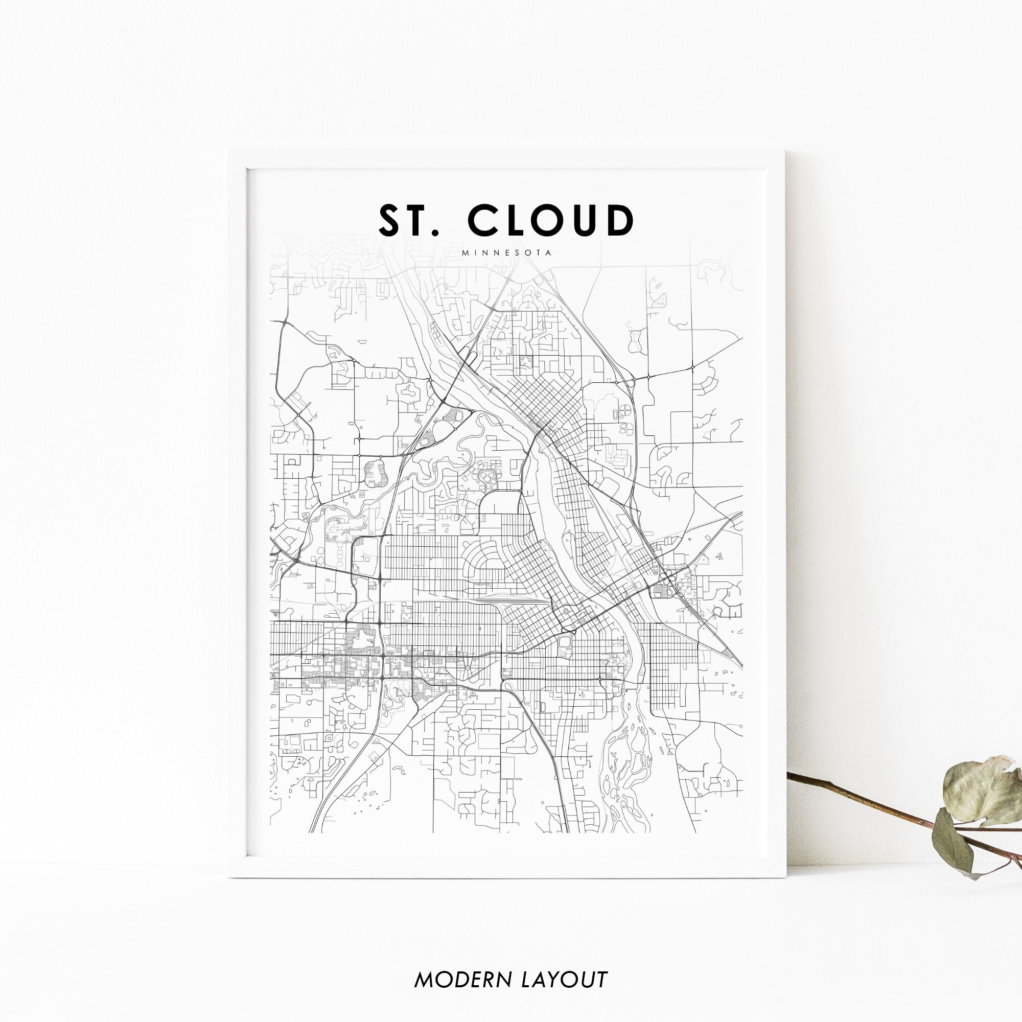 St. Cloud MN Map Print Minnesota USA Map Art Poster | Etsy