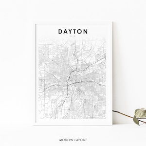 Dayton OH Map Print, Ohio USA Map Art Poster, Montgomery, City Street ...