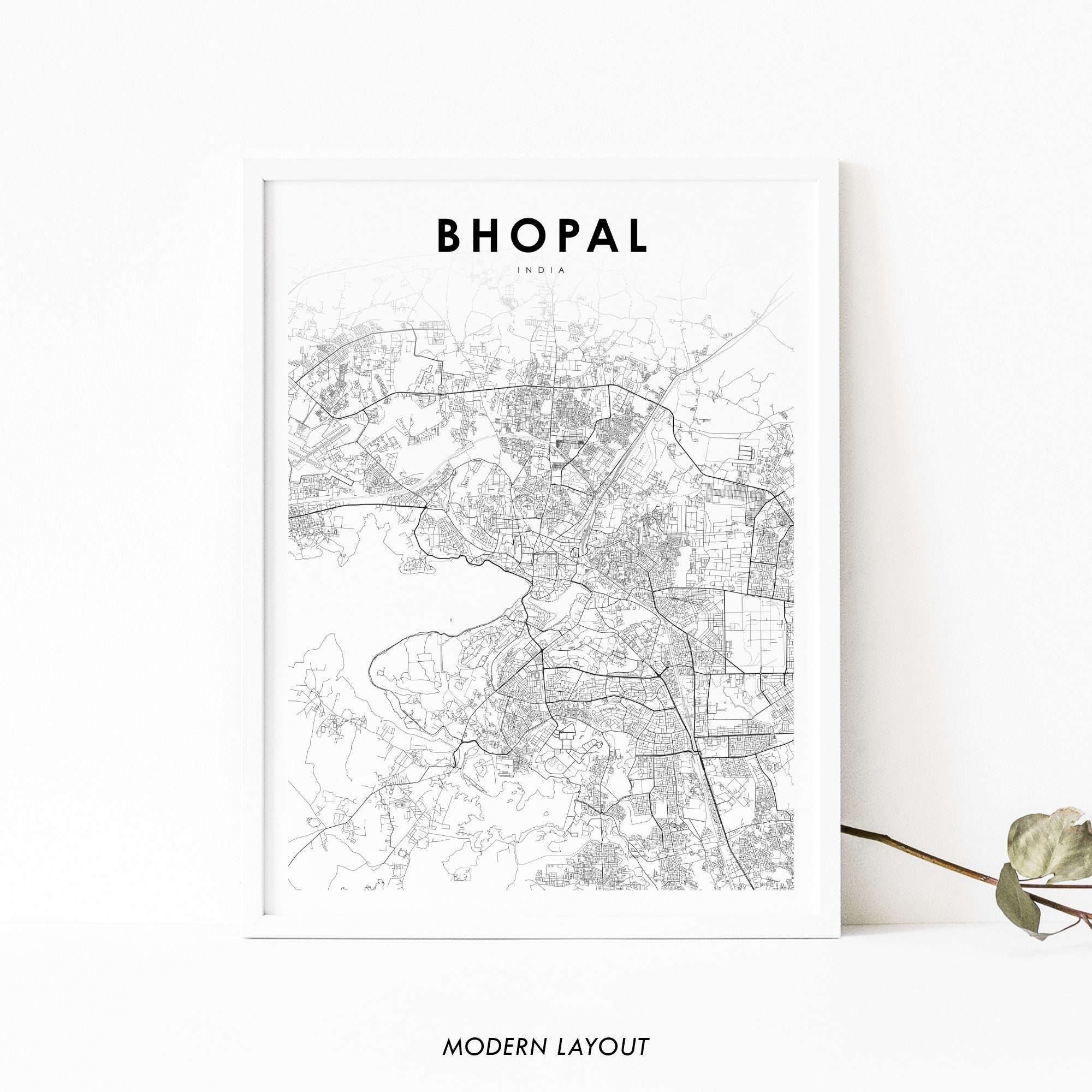 Bhopal India Map Print Map Art Poster Madhya Pradesh City | Etsy