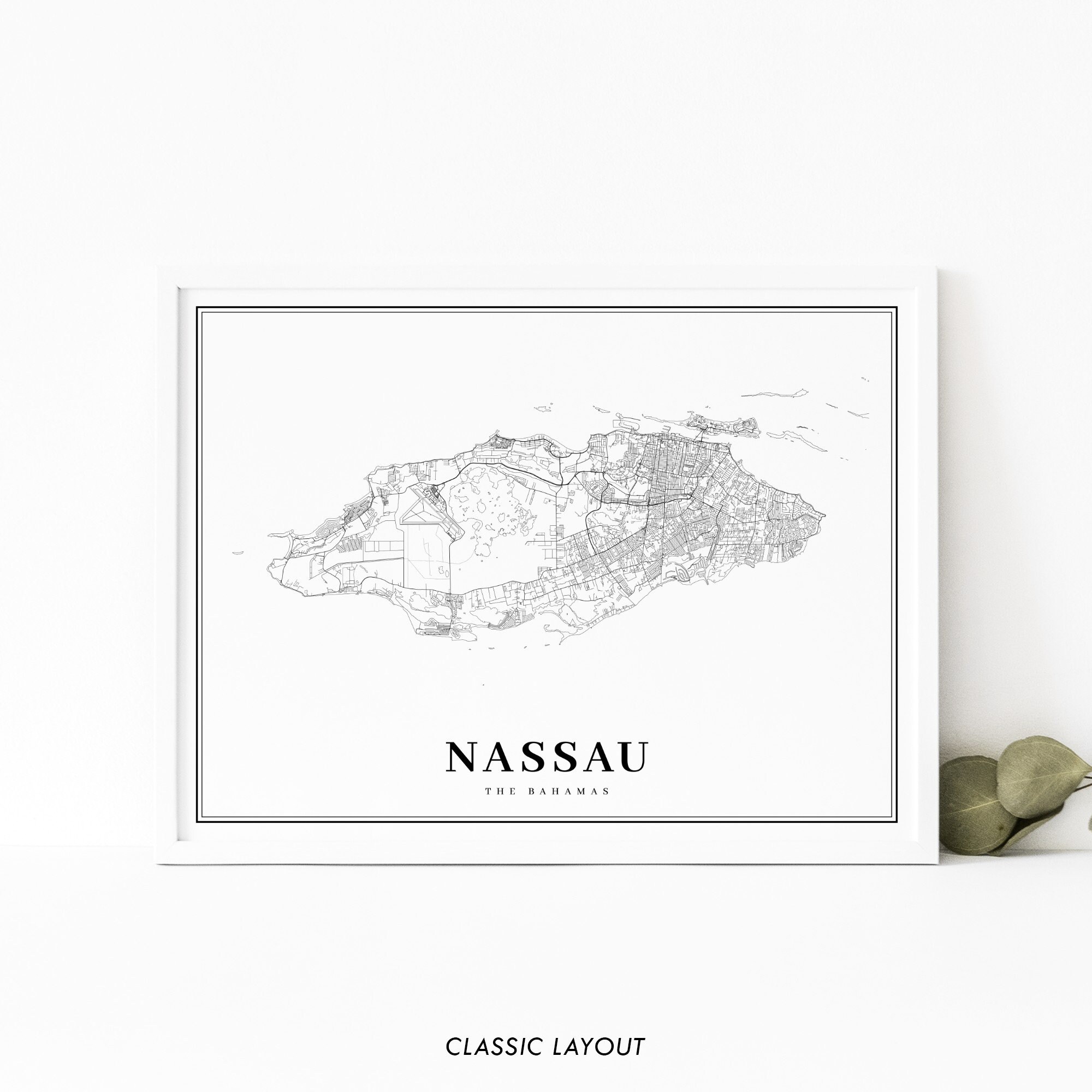 Nassau the Bahamas Map Print, Map Art Poster, New Providence, City ...