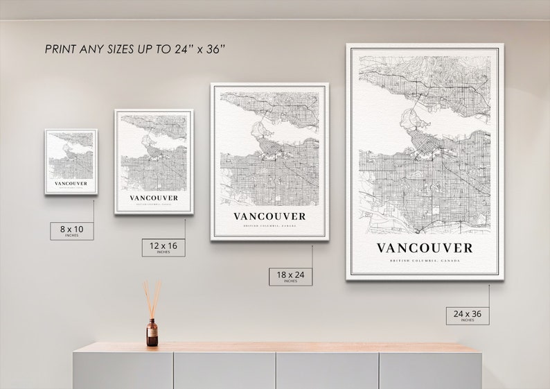 Vancouver BC Map Print British Columbia Canada Map Art - Etsy Canada