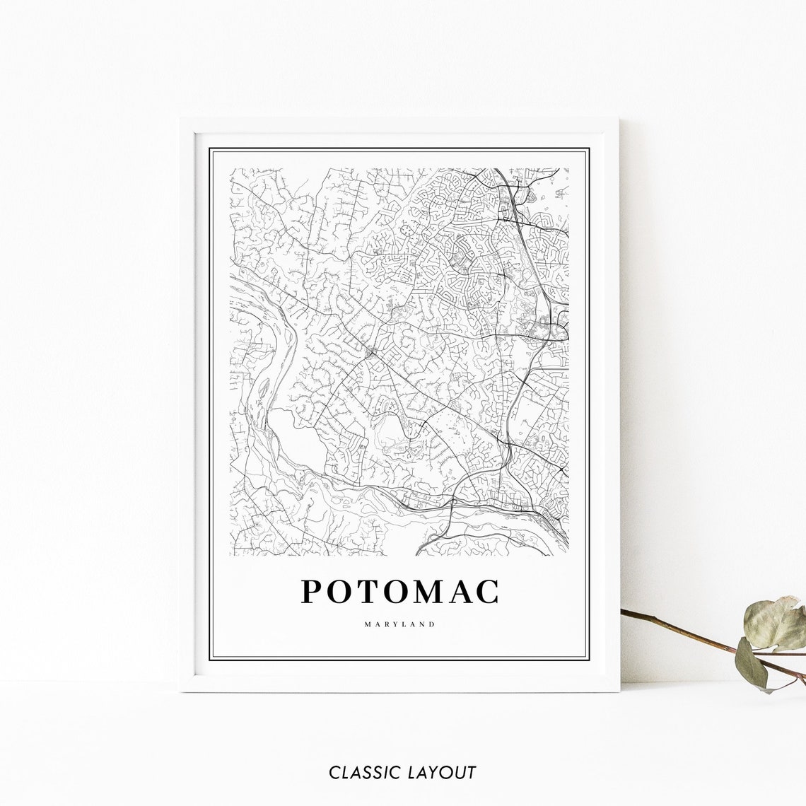 Potomac MD Map Print Maryland USA Map Art Poster Montgomery | Etsy
