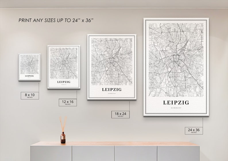 Leipzig Germany Map Print Map Art Poster Saxony City Street - Etsy