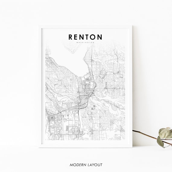Renton WA Map Print Washington USA Map Art Poster City | Etsy