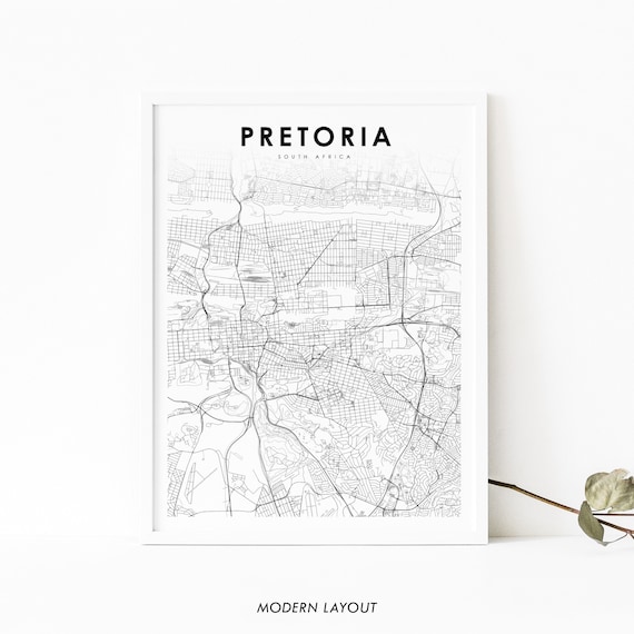 Pretoria South Africa Map Print Map Art Poster Gauteng City | Etsy