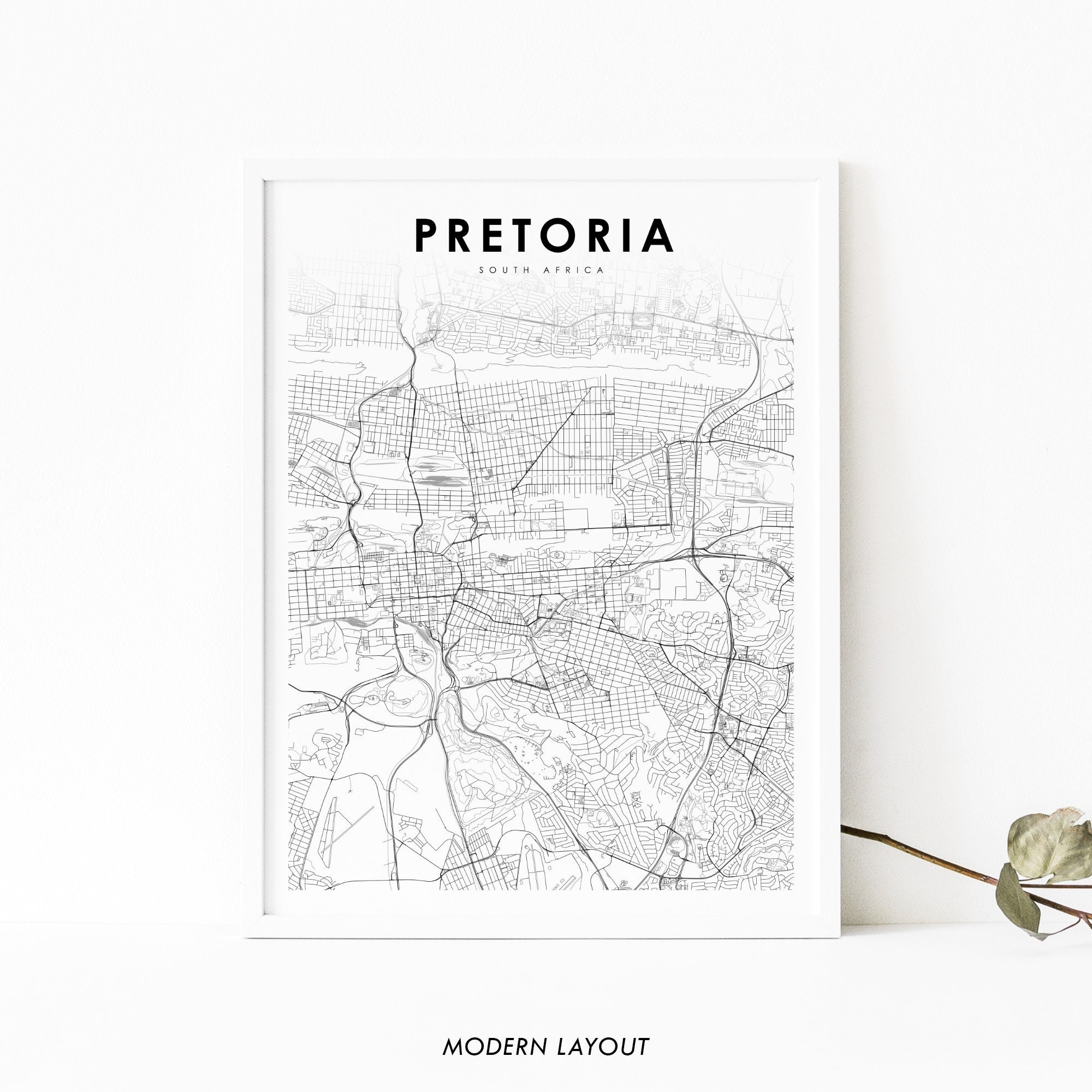 Pretoria South Africa Map Print, Map Art Poster, Gauteng, City Street ...
