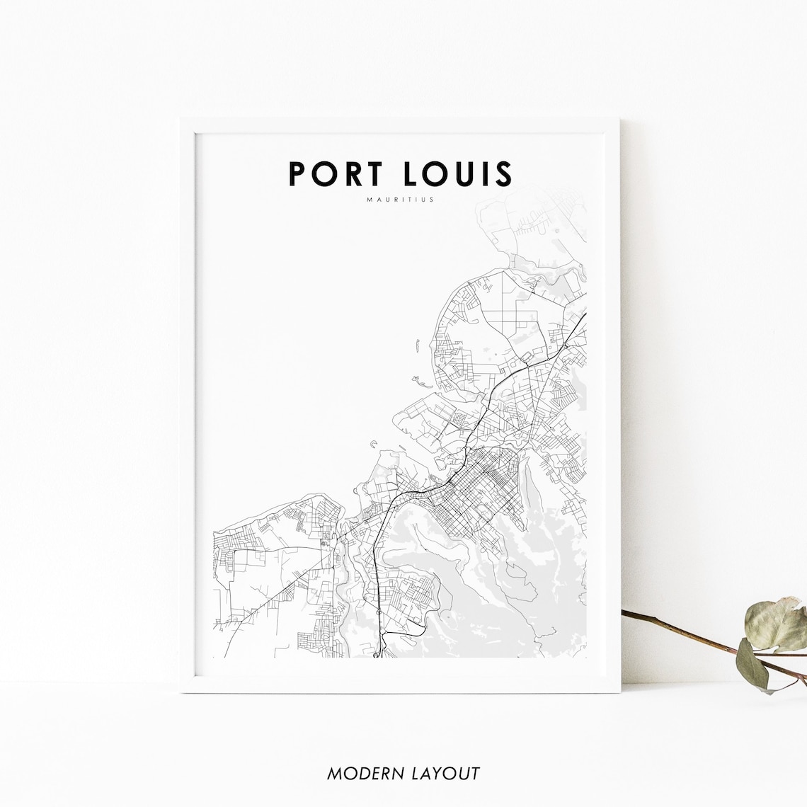 Port Louis Mauritius Map Print, Map Art Poster, Port-louis Porlwi City ...