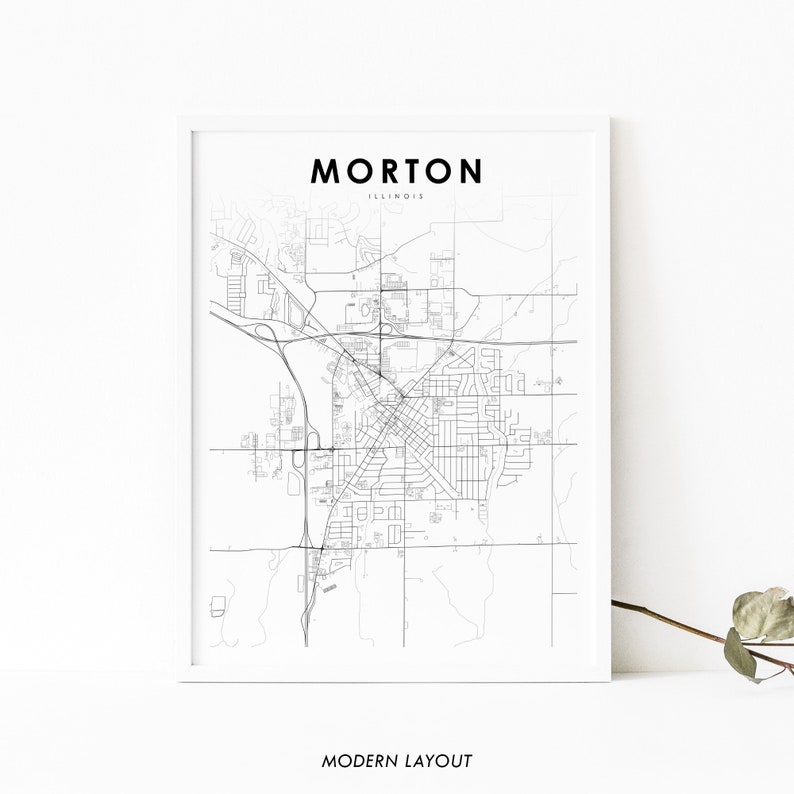Morton IL Map Print, Illinois USA Map Art Poster, Tazewell County, City ...