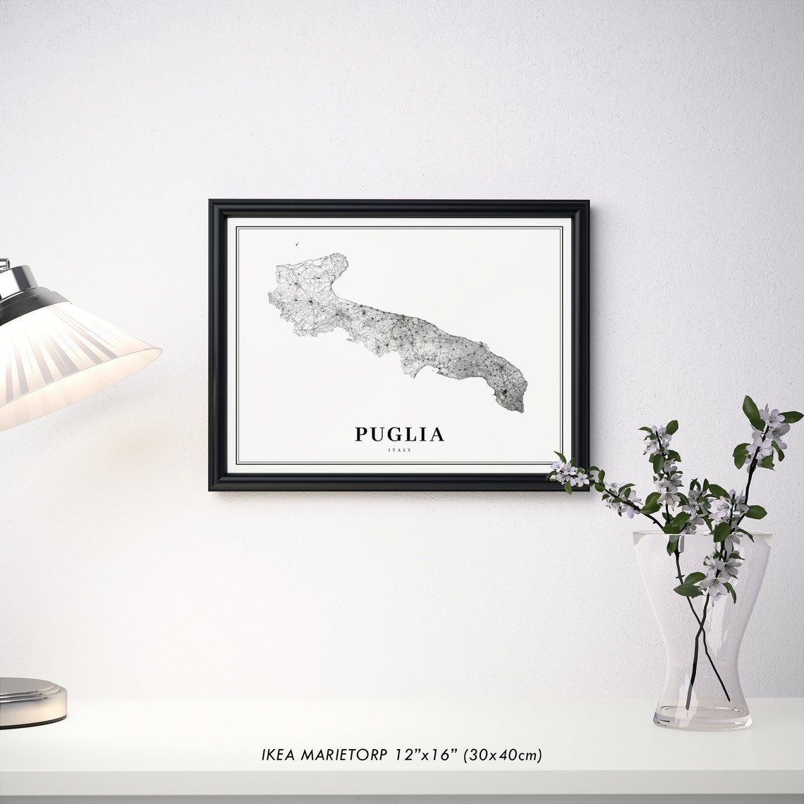Puglia Italy Map Print Road Map Art Poster Apulia Italia - Etsy