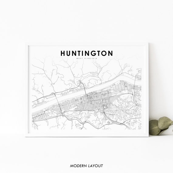 Huntington WV Map Print West Virginia USA Map Art Poster | Etsy