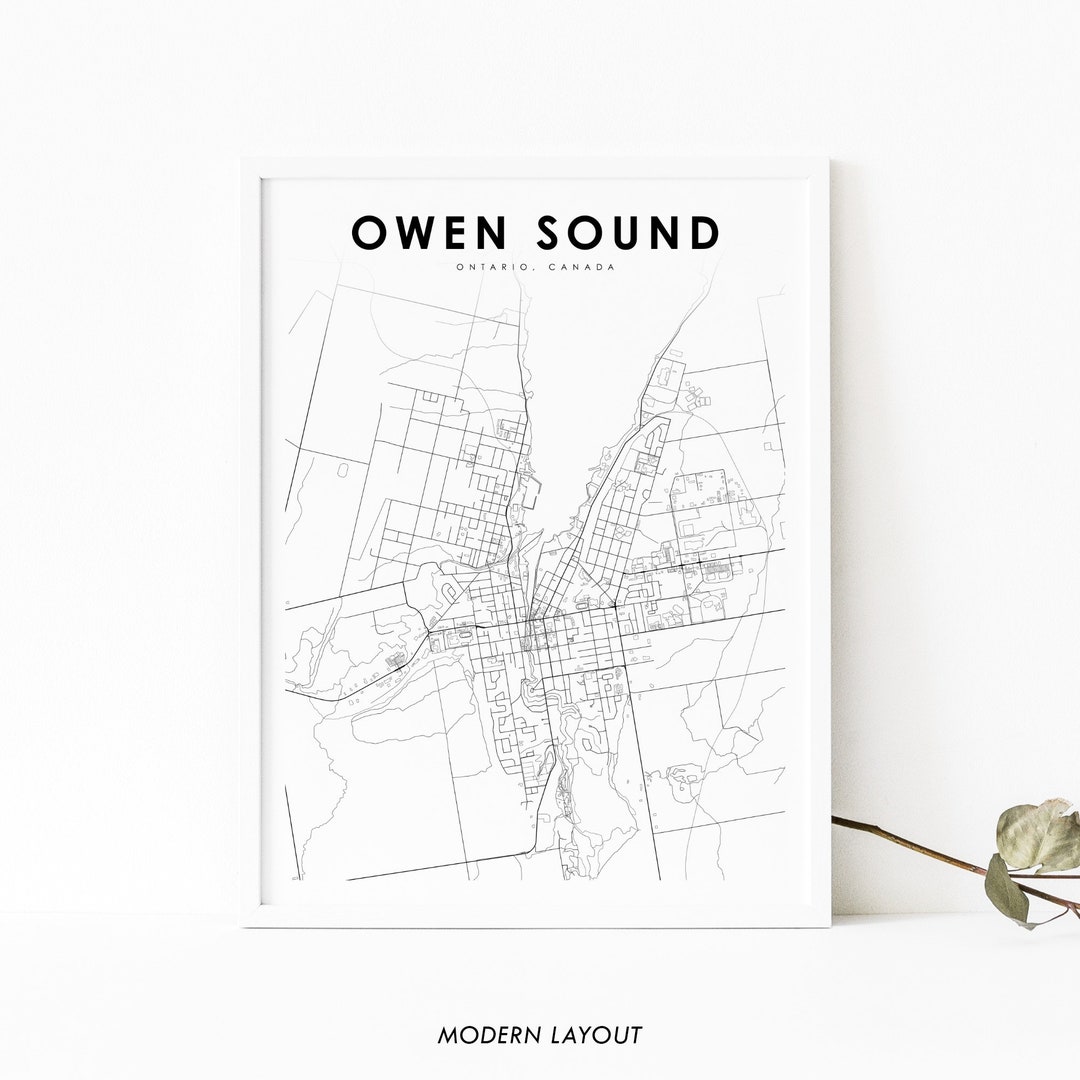 Owen Sound Ontario Map Print, ON Canada Map Art Poster, City Street ...