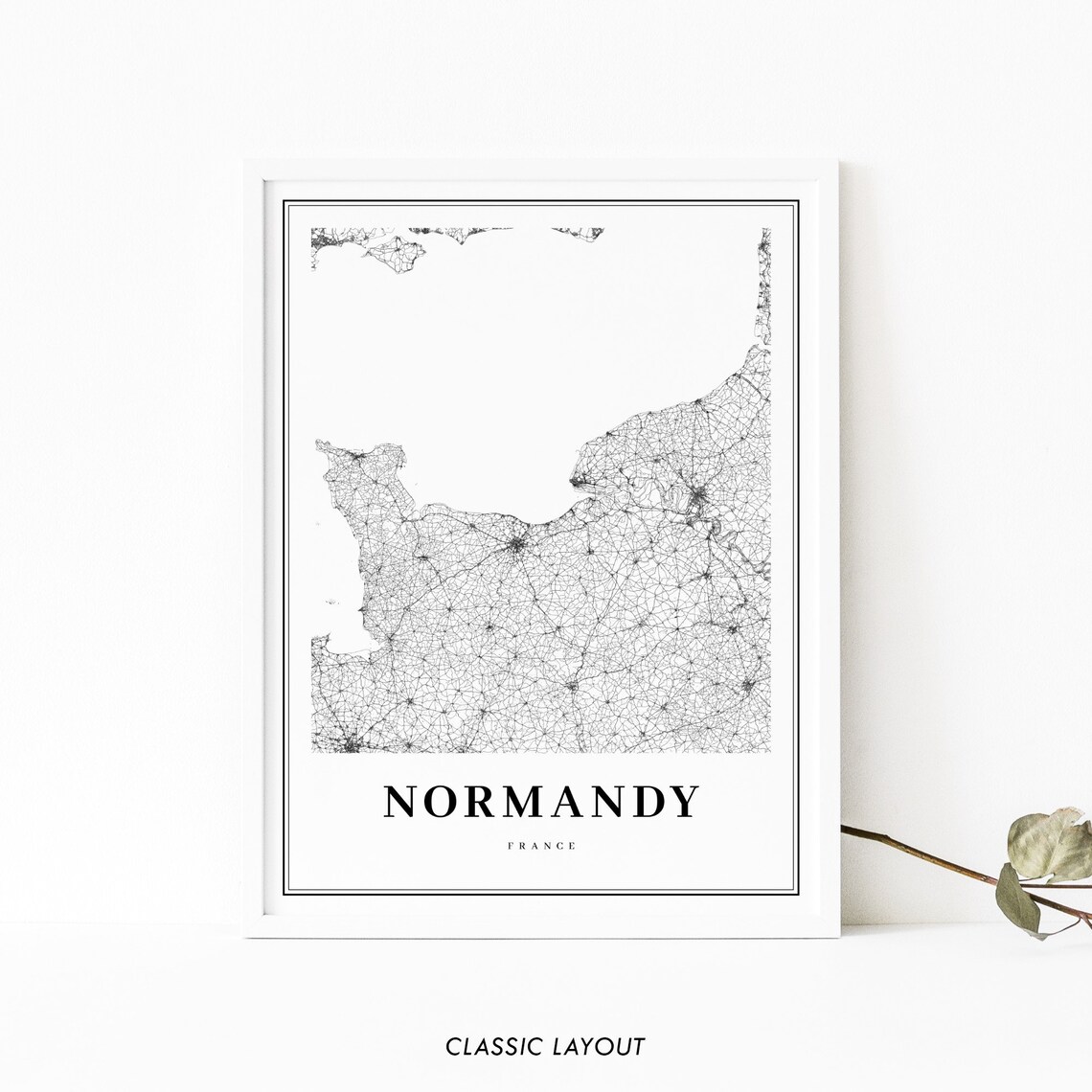 Normandy France Map Print, Map Art Poster, Normandie Française, City ...