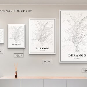 Durango CO Map Print, Colorado USA Map Art Poster, La Plata County ...