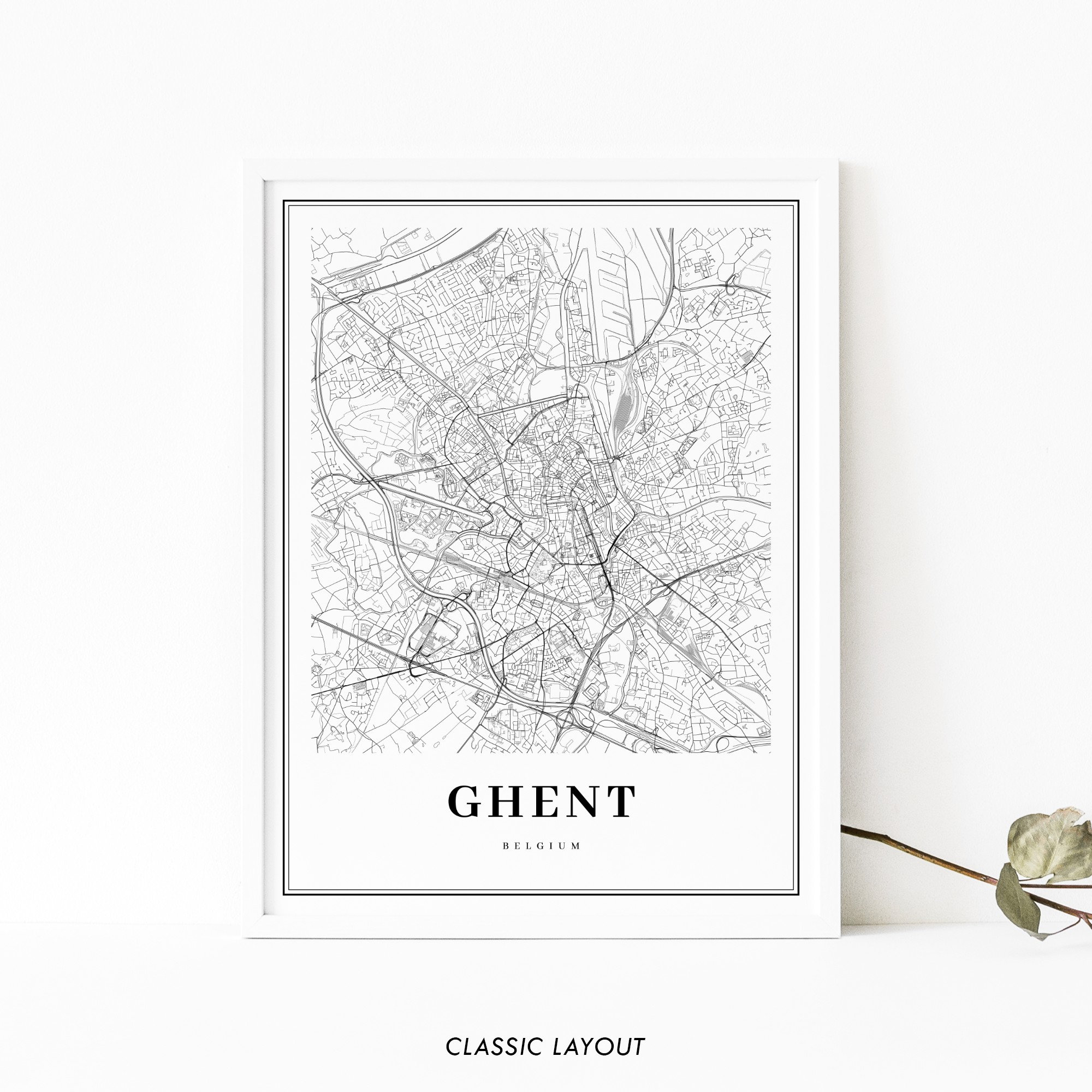 Ghent Belgium Map Print, Map Art Poster, Gent Gand Gaunt België, City ...