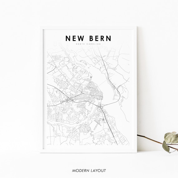 New Bern NC Map Print North Carolina USA Map Art Poster | Etsy