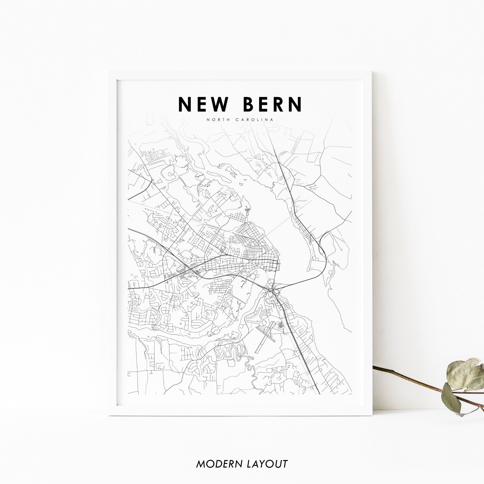 New Bern NC Map Print North Carolina USA Map Art Poster | Etsy