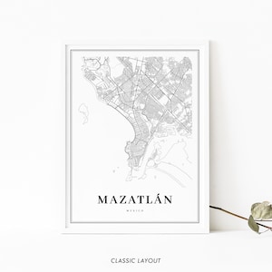 Mazatlan Mexico Map Print, Map Art Poster, Mazatlán Ciudad De México ...