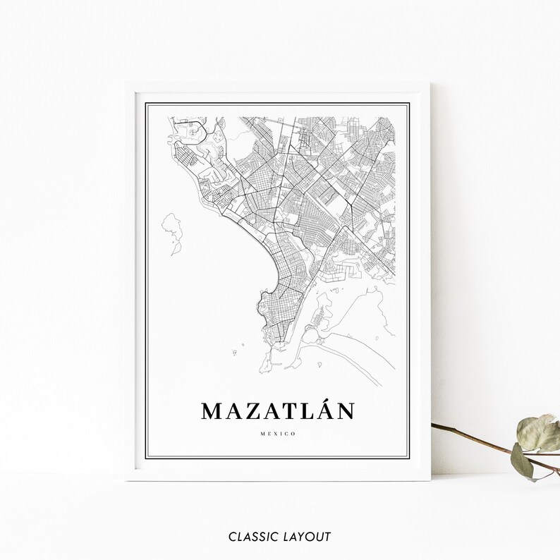 Mazatlan Mexico Map Print, Map Art Poster, Mazatlán Ciudad De México ...