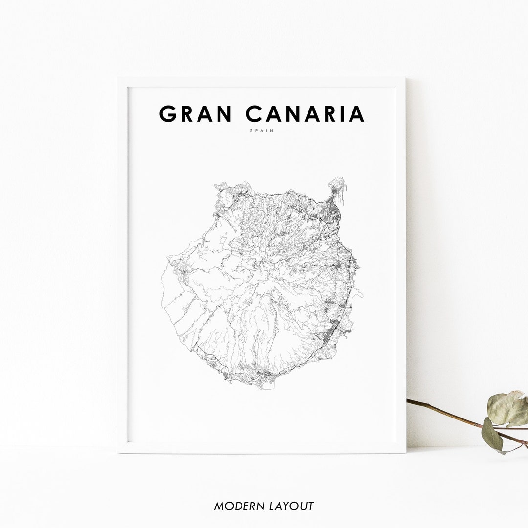 Gran Canaria Canary Islands Map Print, Spain Map Art Poster, Canarias ...