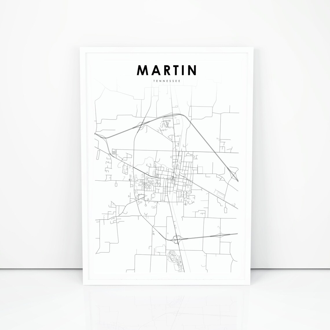 Martin TN Map Print Tennessee USA Map Art Poster Weakley | Etsy
