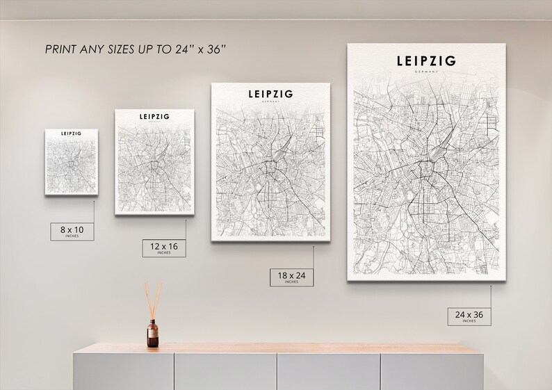 Leipzig Germany Map Print Map Art Poster Saxony City Street - Etsy