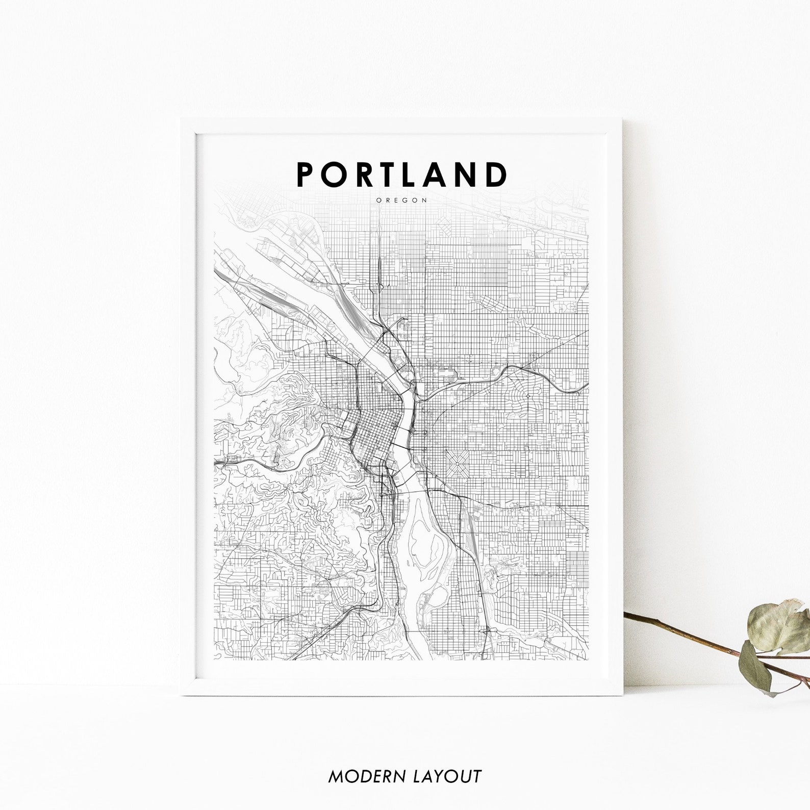 Portland OR Map Print Oregon USA Map Art Poster City Street | Etsy