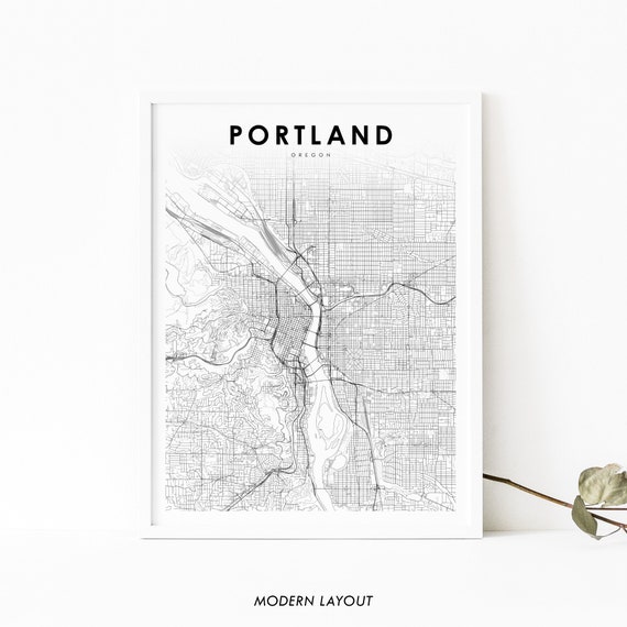 Portland OR Map Print Oregon USA Map Art Poster City Street | Etsy